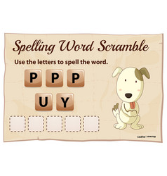 Spelling word scramble game with word puppy Vector Image