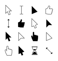 Pixel cursors icons mouse hand arrow Royalty Free Vector