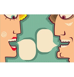 Faces Speaking and bubbles for text Royalty Free Vector