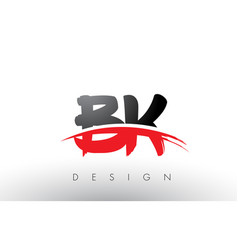 Bk b k brush logo letters with red and black Vector Image