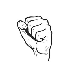 Clenched fist in protest sketch Royalty Free Vector Image