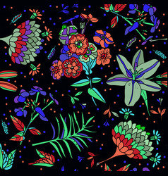 Floral seamless pattern beautiful dark background Vector Image