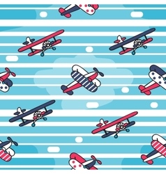 Yellow seamless pattern of cute airplanes Vector Image