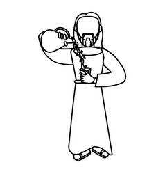 Jesus christ miracle water wine outline Royalty Free Vector