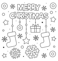 Merry christmas coloring page black and white Vector Image