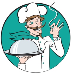 Chef with okay hand sign Royalty Free Vector Image
