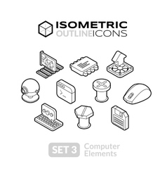 Isometric outline icons set 12 Royalty Free Vector Image