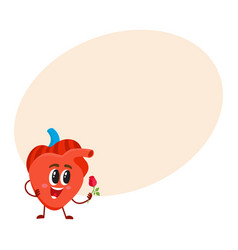 Funny smiling human lungs and heart characters Vector Image