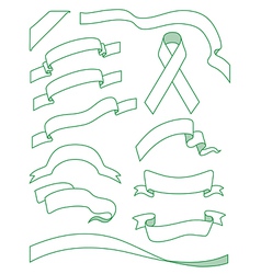 Green cancer awareness symbolic ribbon Royalty Free Vector