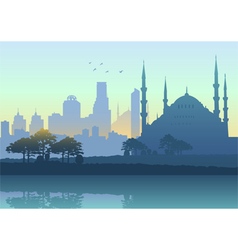 Landscape turkish city istanbul Royalty Free Vector Image