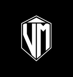 Vm logo monogram emblem style with crown shape Vector Image