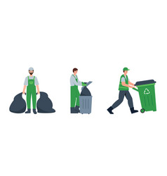 Garbage man at work lorry for urban waste removal Vector Image