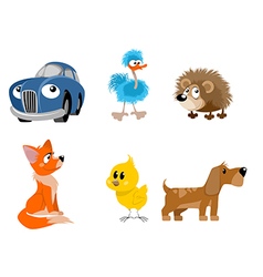 Safari animal set bear squirrel fox owl Royalty Free Vector