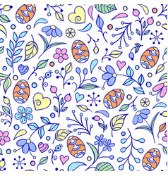 Floral texture easter bunnies and chicks Vector Image