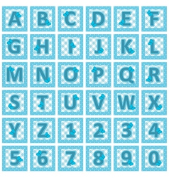 English alphabets in blue blocks Royalty Free Vector Image