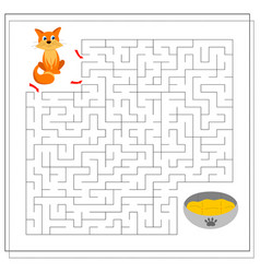 Maze with cat and wool coloring page Royalty Free Vector