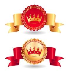 Blue ribbons with gold crowns Royalty Free Vector Image