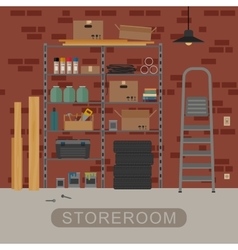Storeroom interior with metal storage Royalty Free Vector