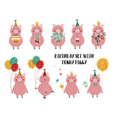 Collection of cute pigs Royalty Free Vector Image