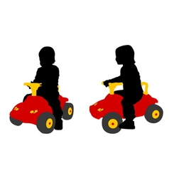 Little boy in a toy car Royalty Free Vector Image