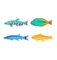 Clipart a blue-colored smiling fish or color Vector Image