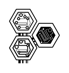 Computer circuit hexagon electronic component Vector Image