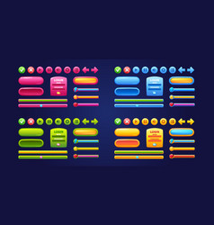 Medieval buttons ui game menu isolated elements Vector Image