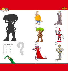 Shadows game with cartoon fantasy characters Vector Image