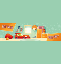 Supermarket trading room interior cartoon Vector Image