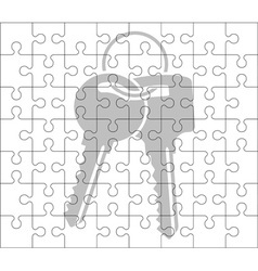 Stencil of puzzle pieces and keys Royalty Free Vector Image
