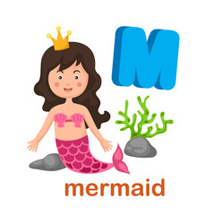 Isolated alphabet letter m mermaid Royalty Free Vector Image