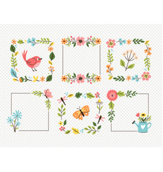 Set of hand drawn spring border and frames Vector Image