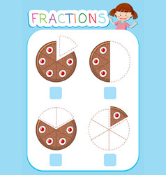 A cute fraction worksheet Royalty Free Vector Image