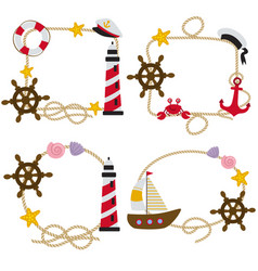 Set isolated rope frames nautical Royalty Free Vector Image