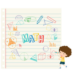 Blank paper note math theme Royalty Free Vector Image