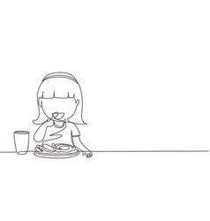 Girl eating fast food Royalty Free Vector Image
