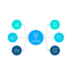 Flowchart infographic template with 6 steps Vector Image
