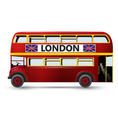 London double decker red bus cartoon Royalty Free Vector