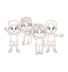 Hand drawing cartoon happy kids Royalty Free Vector Image