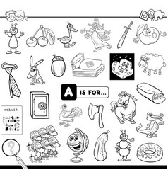 A is for educational game for kids color book Vector Image