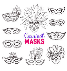Venice italy sketch carnival venetian masks hand Vector Image