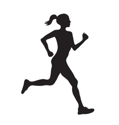 Silhouette of running woman profilec simple black Vector Image