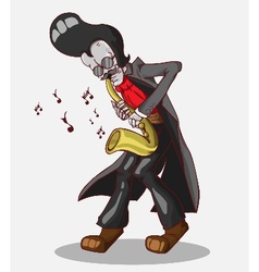 Monster in Halloween night skeleton play saxophone