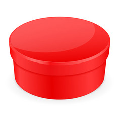 Round gift box white blank open and closed Vector Image