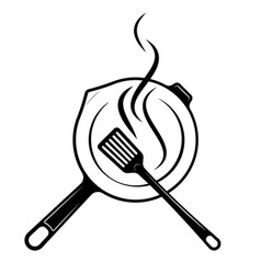 Logo for the menu or restaurant frying pan and Vector Image
