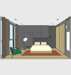 Interior of rich bedroom luxurious room Royalty Free Vector