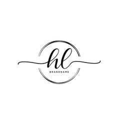 Hl initial handwriting logo with rectangle Vector Image