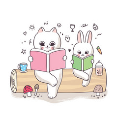 Cartoon cute friendship cats say good night Vector Image
