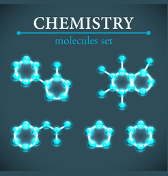 Molecules flat color line color icons set Vector Image