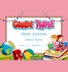 Font sticker design with grade three word Vector Image